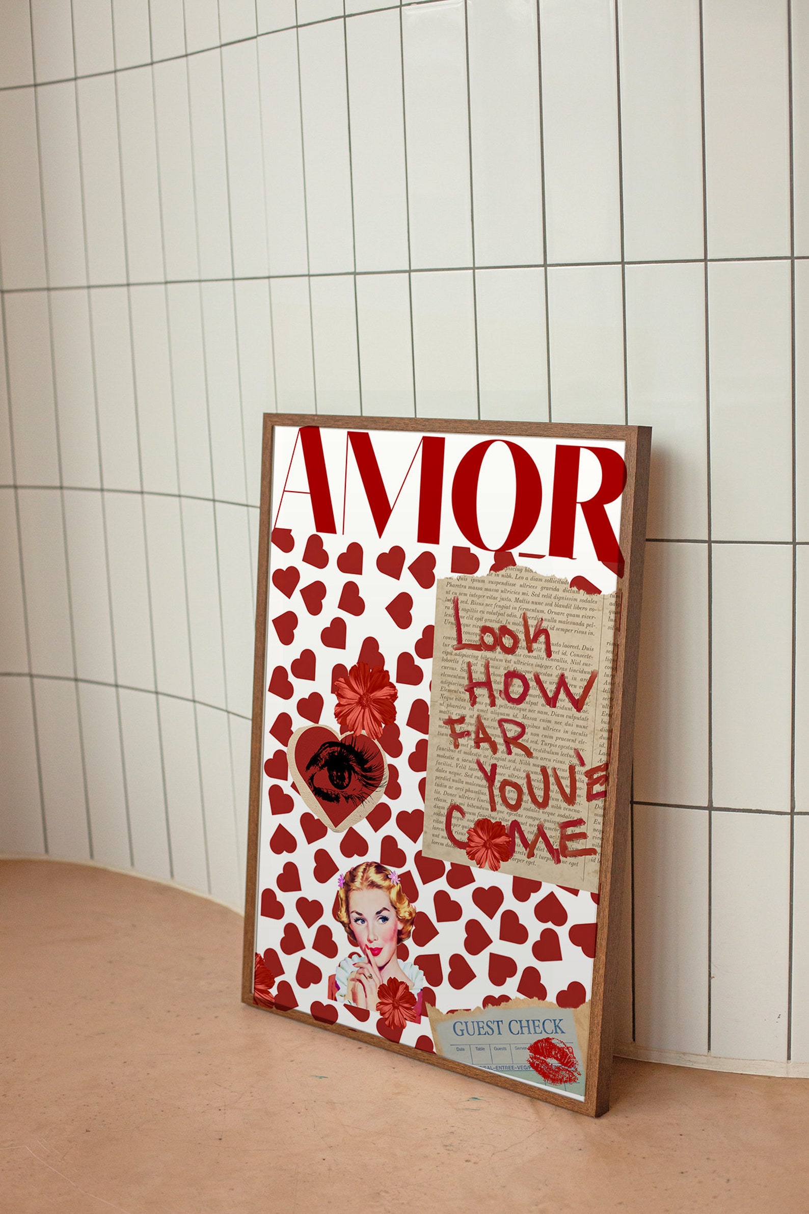 Trendy Aesthetic Poster, Red Hearts Poster, Printable Wall Art ...