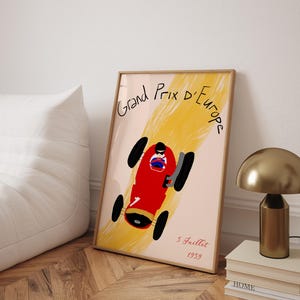 Red F1 Grand Prix Poster, Vintage Driver Racing Wall Art, Aesthetic ...