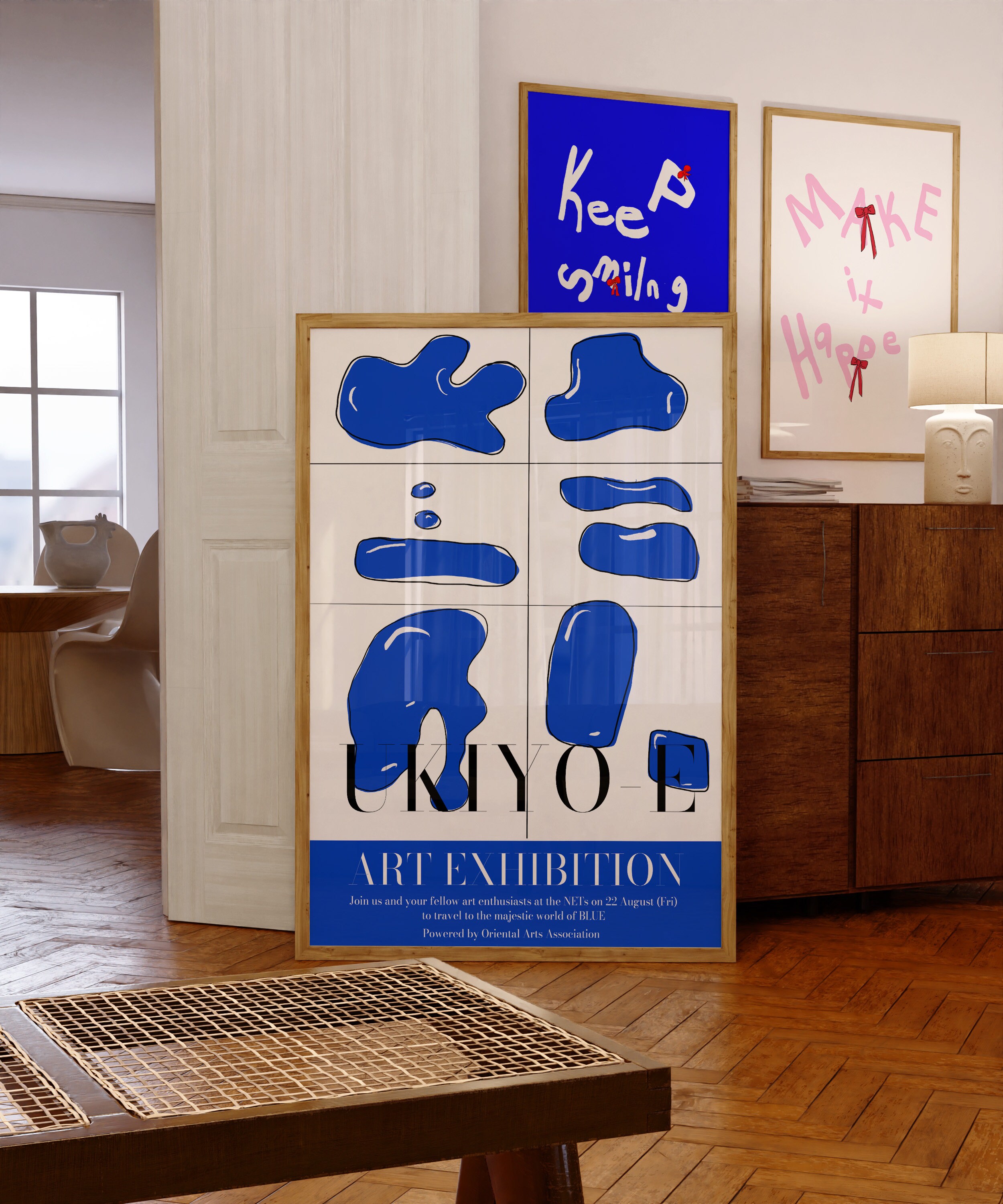 Blue Museum Poster, Cobalt Blue Exhibition Poster, Abstract Modern ...