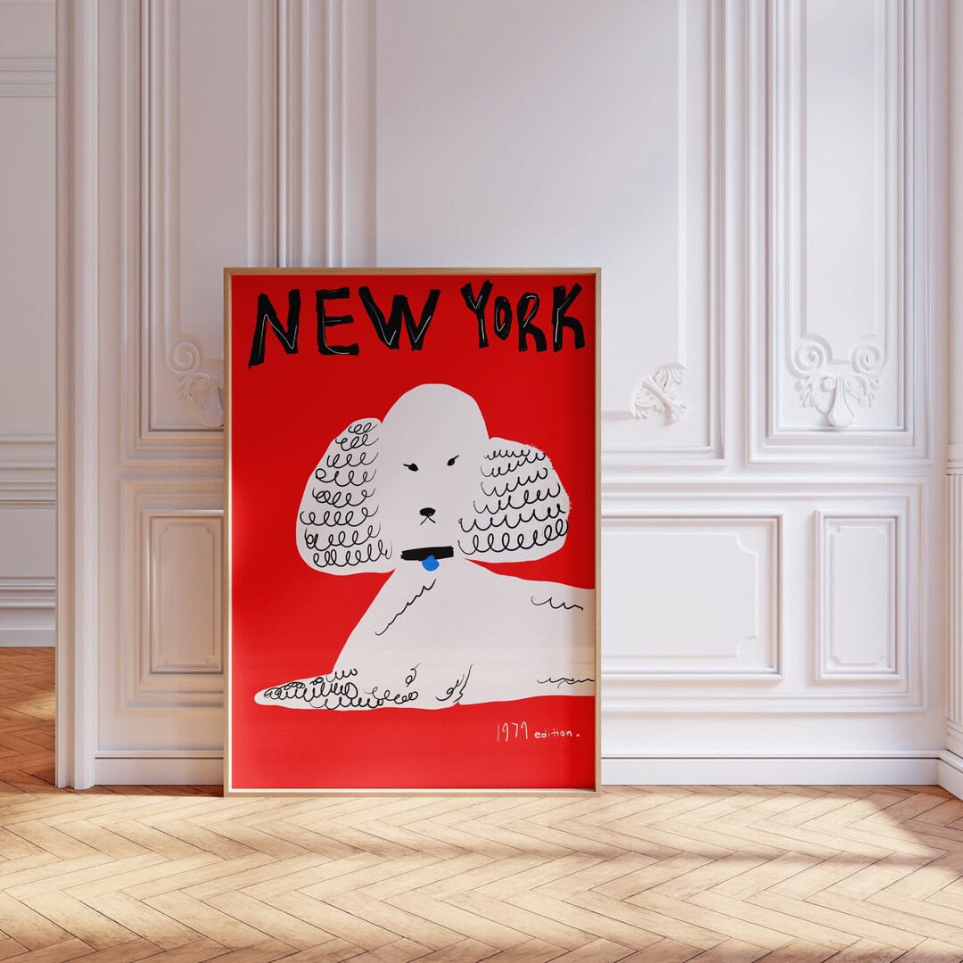 Chic Poodle Poster, Cute Illustrated Magazine Poster, Eclectic Dog ...