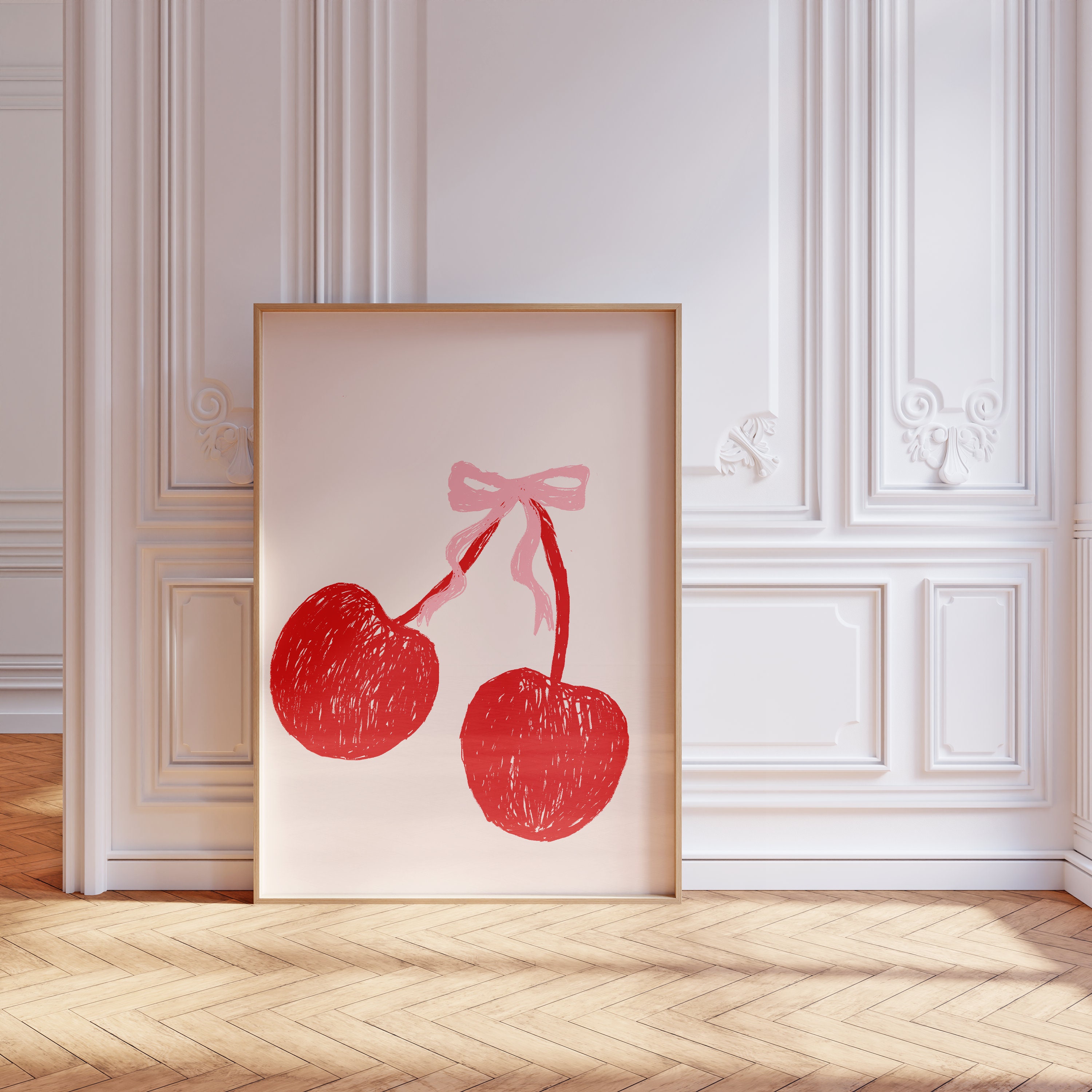 Cherry Poster | Cherry Red Bow Poster - Etsy