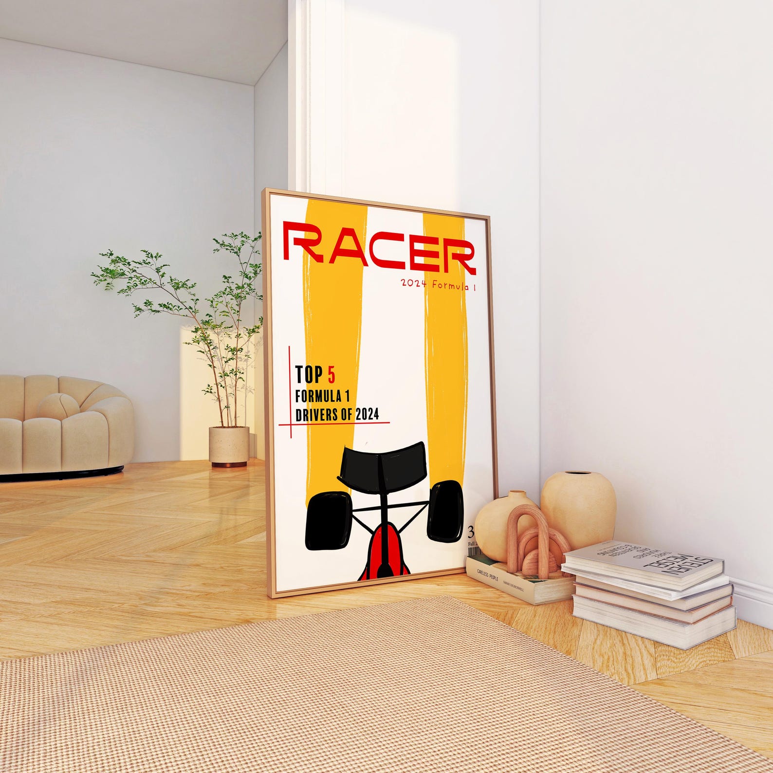 Racer F1 Poster, Vintage Racing Wall Art, Aesthetic Trendy Wall Decor ...