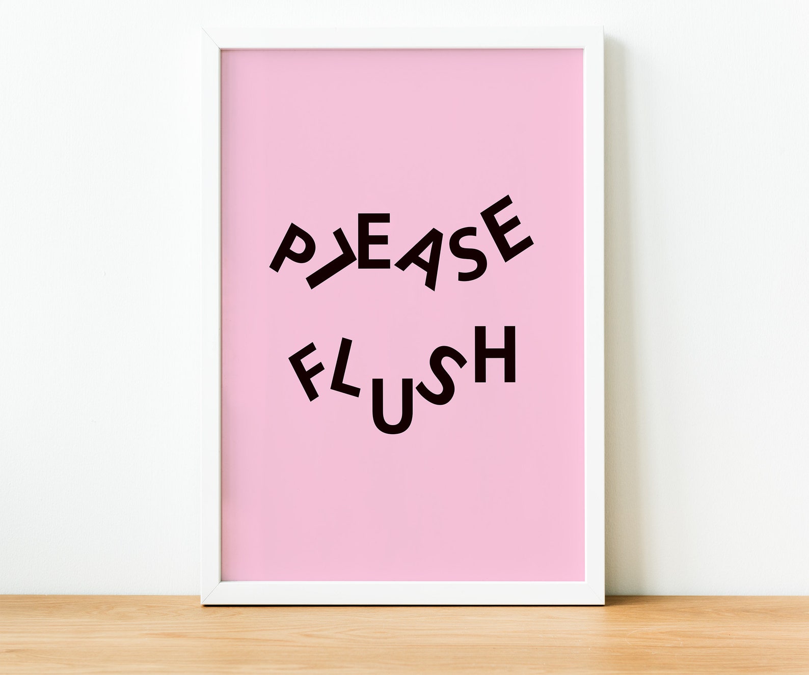 Please Flush Poster, Cute Girly Bathroom Art, Pink Typography Print ...