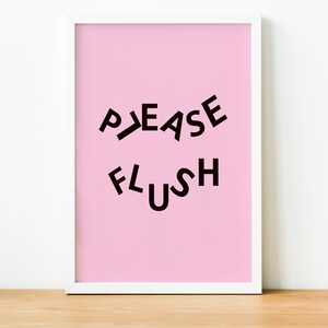 Please Flush Poster, Cute Girly Bathroom Art, Pink Typography Print ...