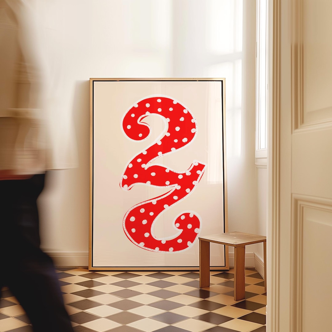 Red Polka Dot Poster, Trendy Digital Art, Lucky Number 2 Wall Art ...