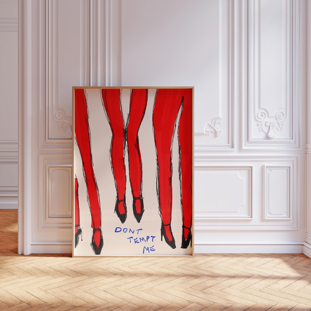 Red Modern Fashion Wall Art, Trendy Red Digital Art, Red Wall Art ...