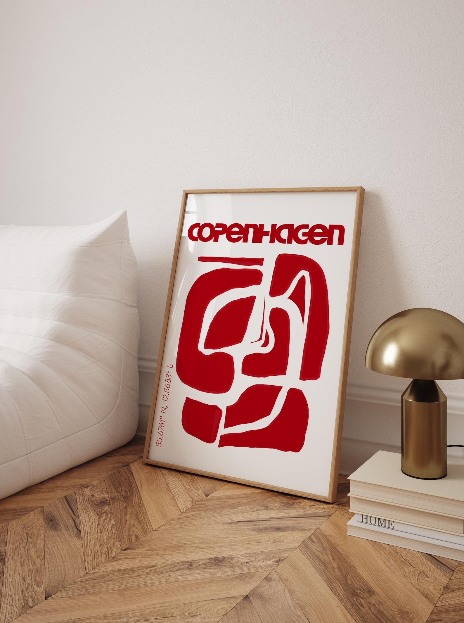 Illustrated Denmark Poster, Red Trendy Poster Aesthetic, Scandinavian ...