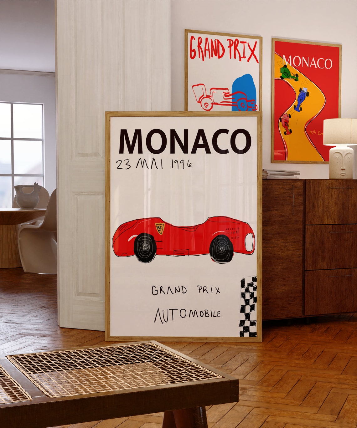 F1 Poster Set of 3, F1 Monaco Printable Wall Art, Red Trendy F1 Track ...