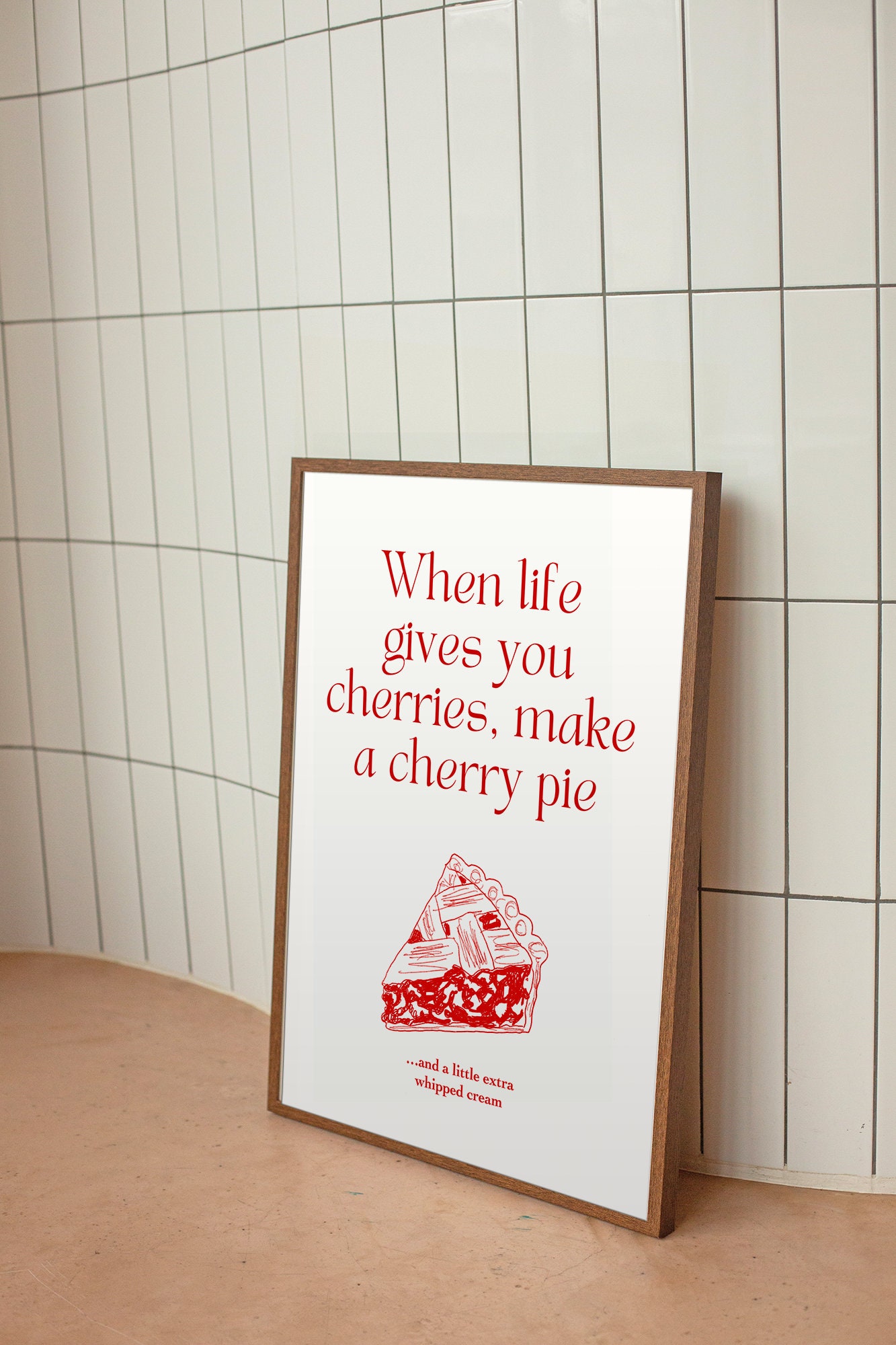 Cherry Pie Poster, Digital Wall Art, Trendy Room Decor, Food ...