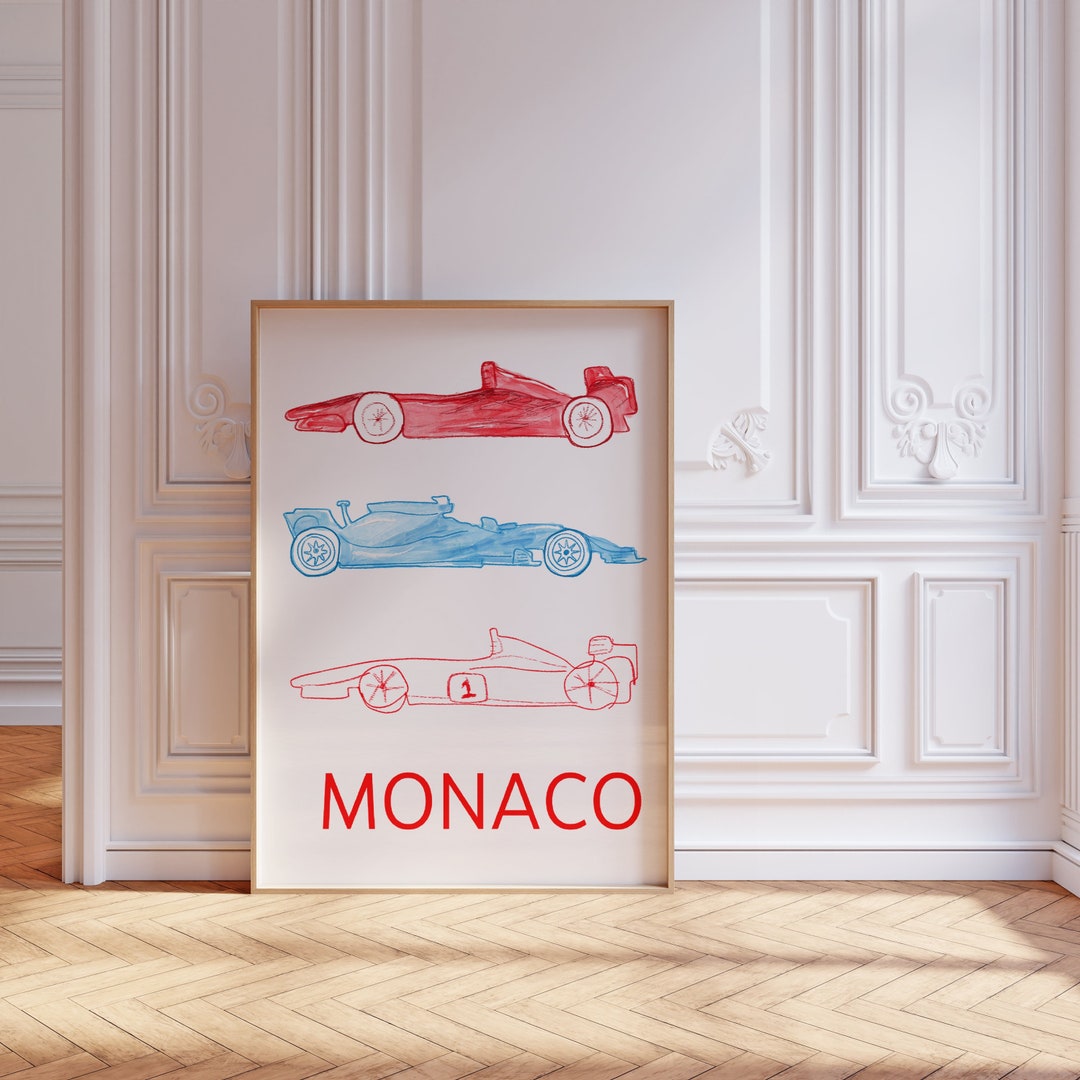 F1 Racing Poster, Red Blue F1 Giclee Fine Art Print, Giclee Art Print ...