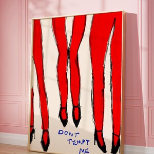 Red Modern Fashion Wall Art, Trendy Red Digital Art, Red Wall Art ...