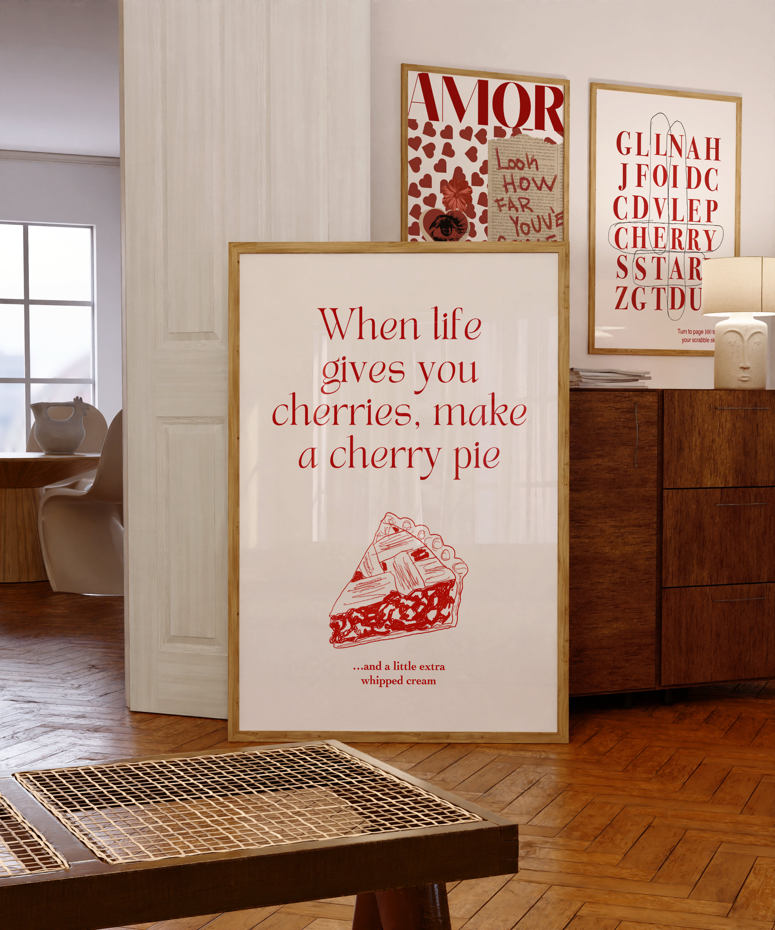 Cherry Pie Poster, Digital Wall Art, Trendy Room Decor, Food ...