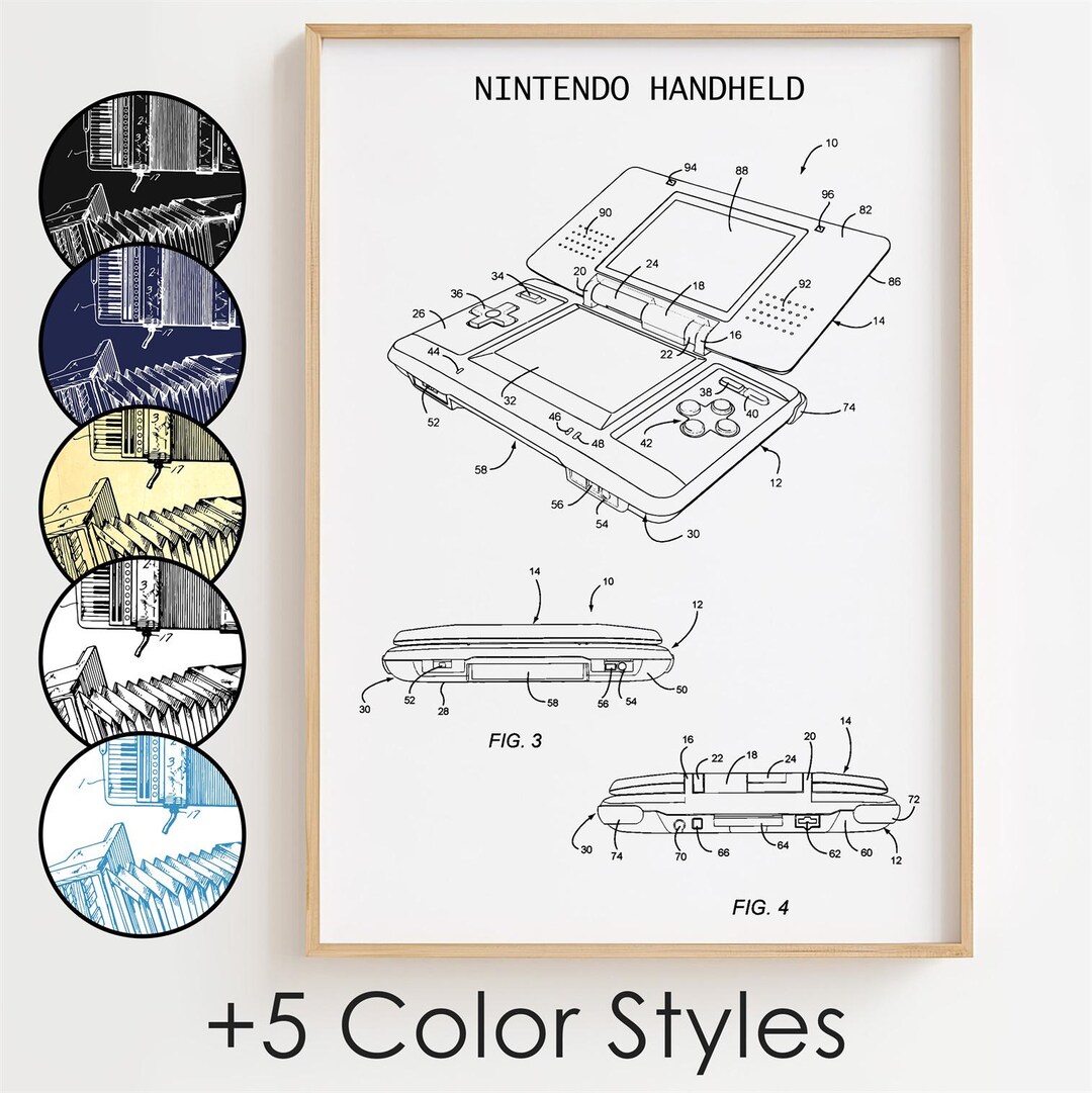 Console Handheld Blueprint Poster, Console Handheld Patent Wall Art ...