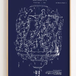 Radial Aircraft Engine Blueprint Poster, Radial Aircraft Engine Patent ...