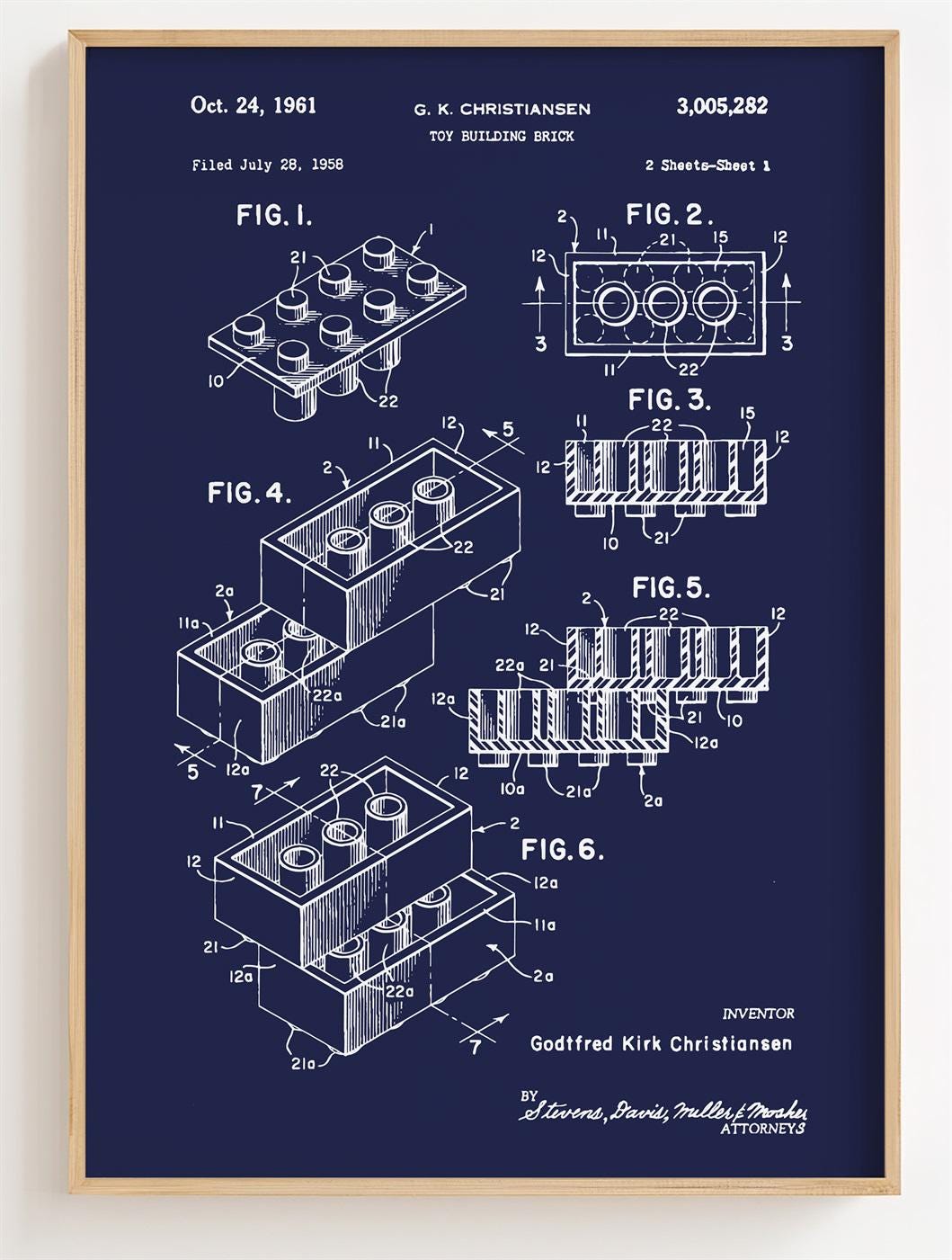 Building Blocks Blueprint Poster, Building Blocks Patent Wall Art ...