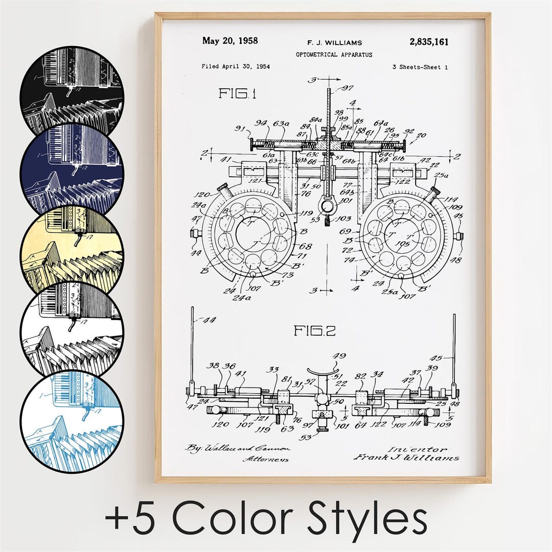 Optometric Apparatus Blueprint Poster, Optometric Apparatus Patent Wall ...