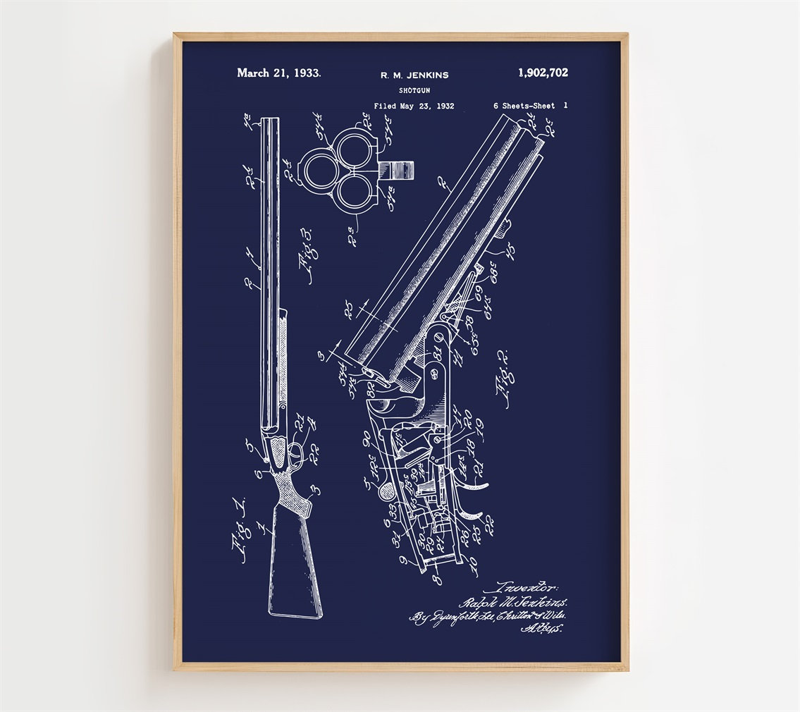 Shotgun Blueprint Poster, Patent Wall Art Minimalistic, Gift Decor ...