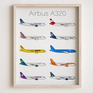 Airbus A320 Poster, Airbus A320 Print Airplanes Lineup [UNFRAMED] - Etsy