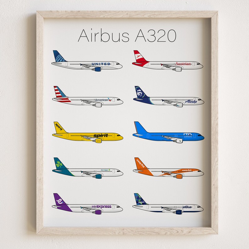 Airbus A320 Poster, Airbus A320 Print Airplanes Lineup UNFRAMED - Etsy
