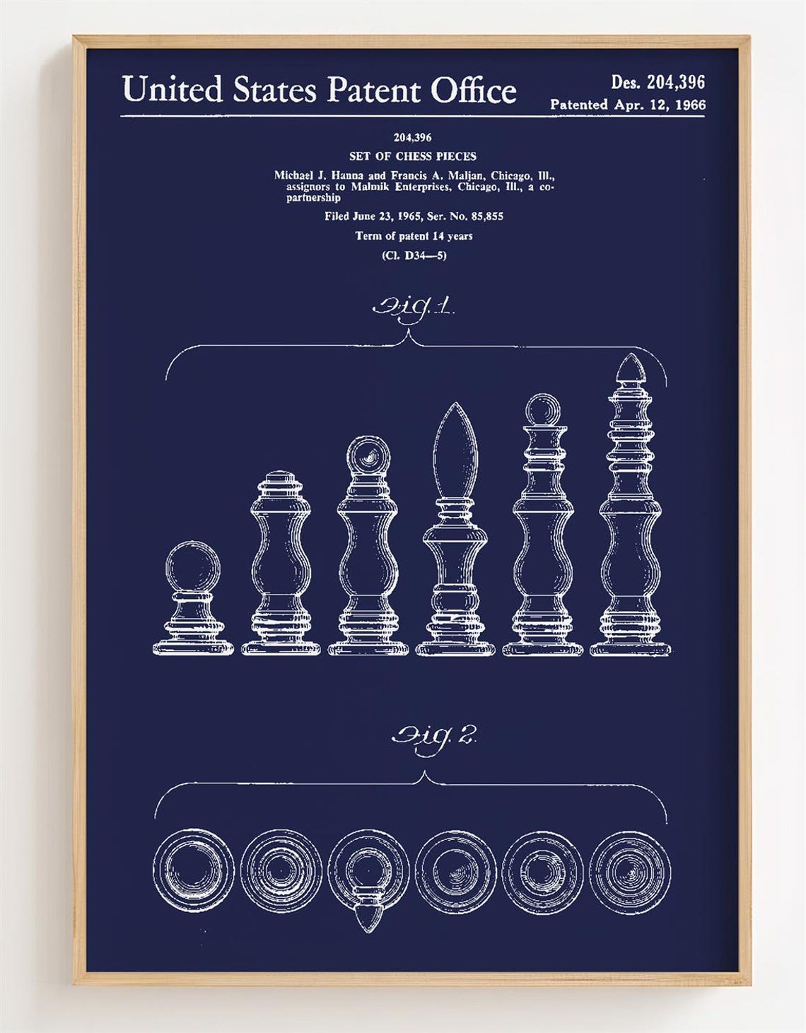 Chess Pieces Blueprint Poster, Chess Pieces Patent Wall Art ...