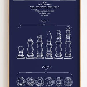 Chess Pieces Blueprint Poster, Chess Pieces Patent Wall Art ...