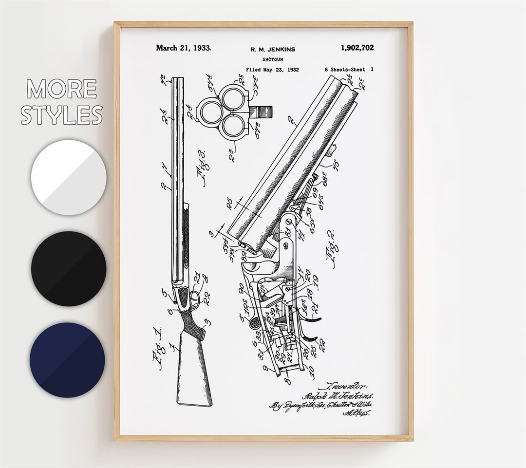 Shotgun Blueprint Poster, Patent Wall Art Minimalistic, Gift Decor ...