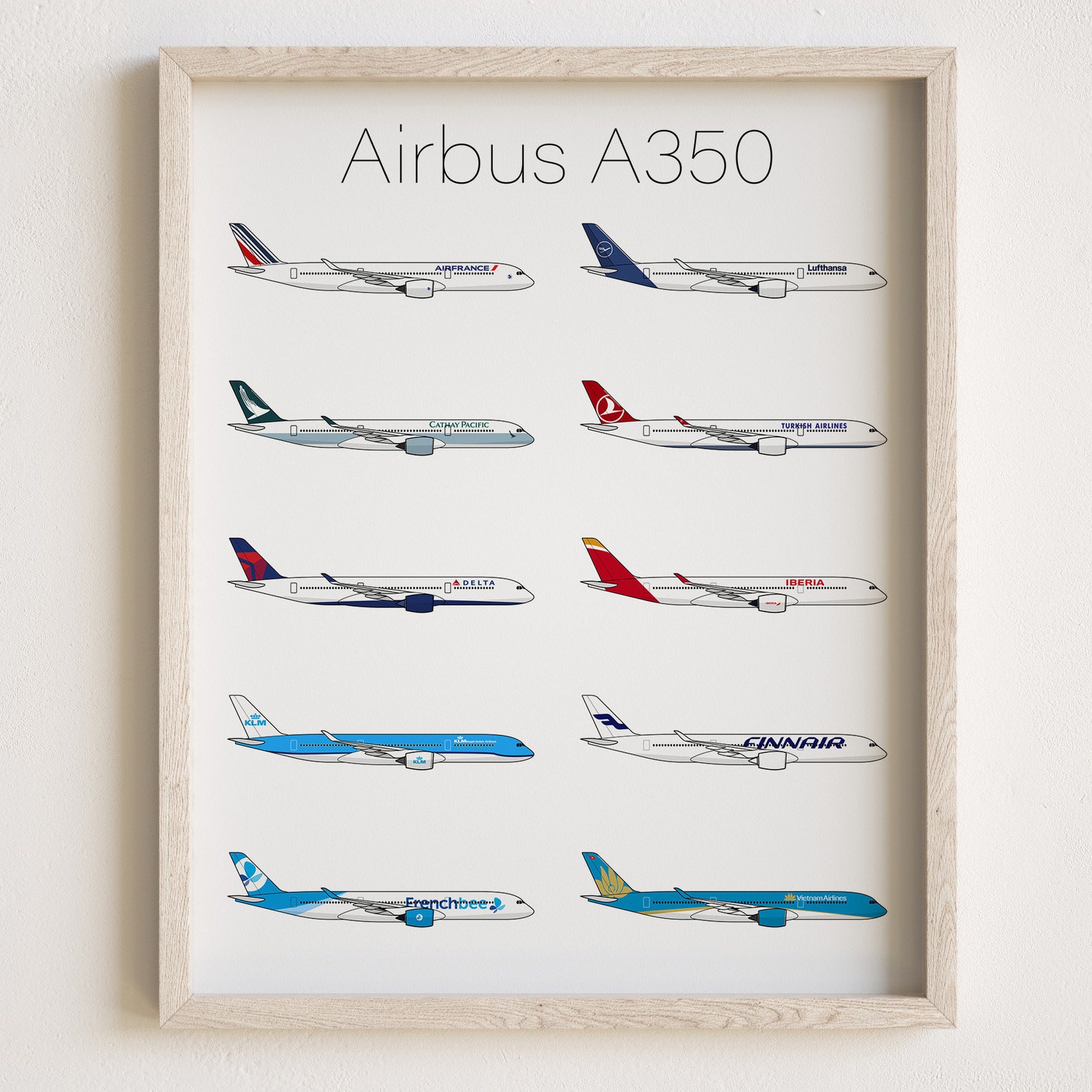 Airbus A350 Poster, Airbus A350 Print Airplanes Lineup [UNFRAMED] - Etsy
