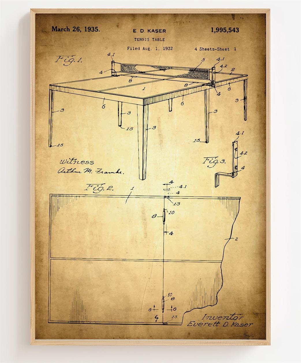 Table Tennis Table Blueprint Poster, Table Tennis Table Patent Wall Art ...