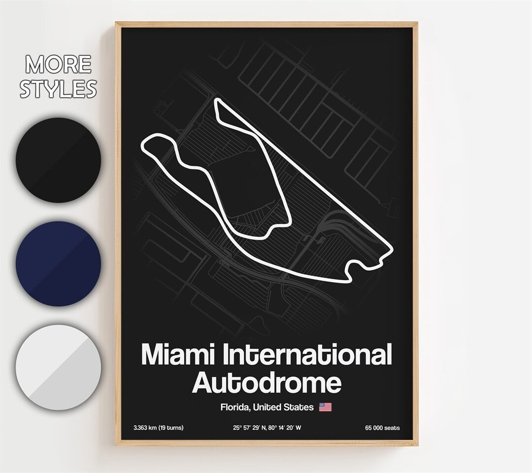 Miami International Autodrome Poster, Florida USA Racing Circuit Print ...