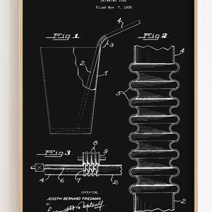 Straw Blueprint Poster, Straw Patent Wall Art Minimalistic, Gift Decor ...