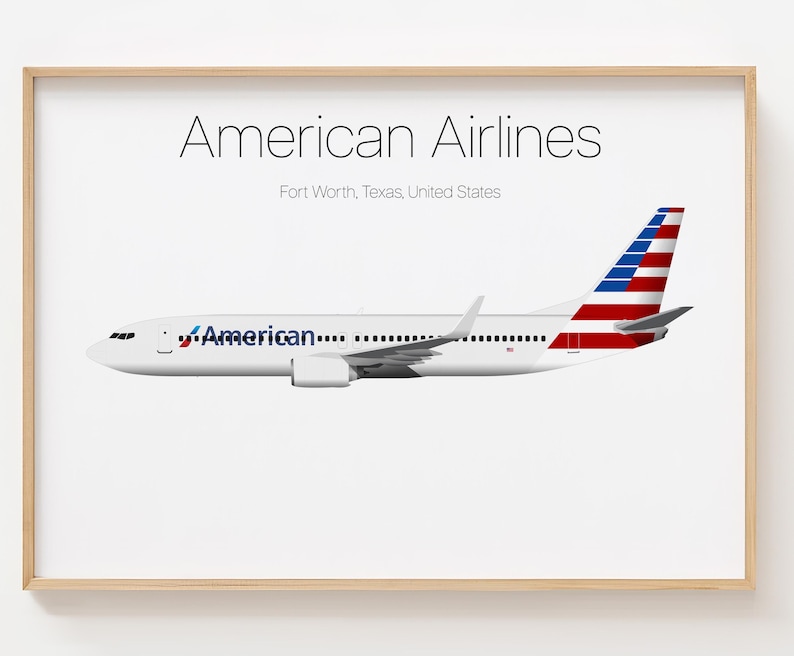 American Airlines Poster, American Airlines Print Custom Minimalistic ...