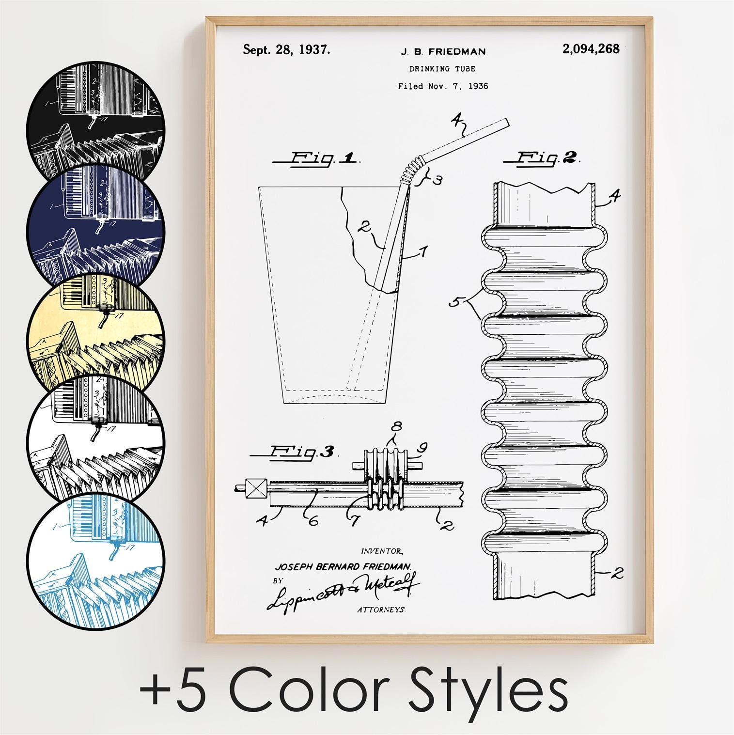 Straw Blueprint Poster, Straw Patent Wall Art Minimalistic, Gift Decor ...