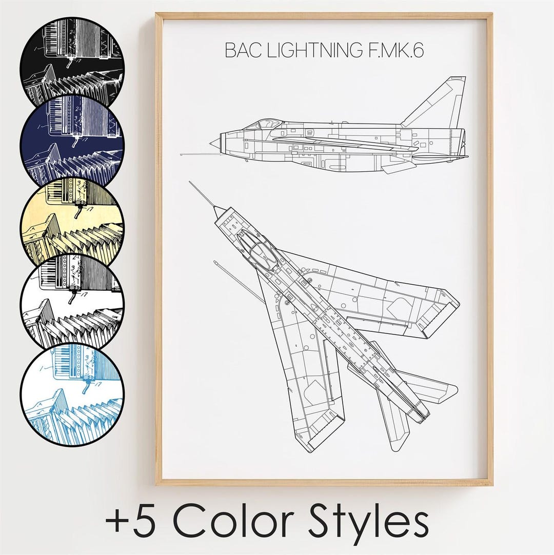 BAC Lightning F.MK.6 Trojan Blueprint Poster, Bac Lightning F.mk.6 ...