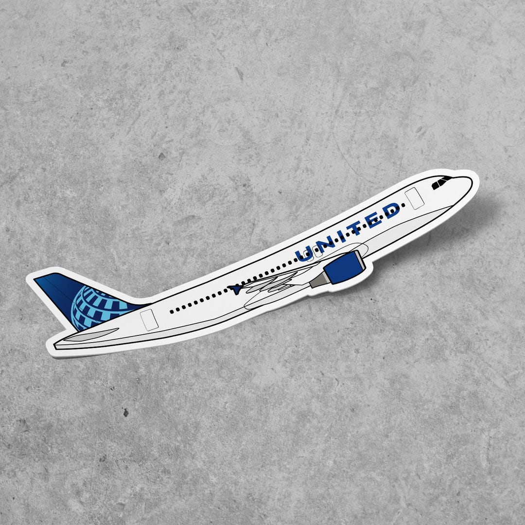 Airbus A320 Sticker, United Airlines Sticker, Plane Decal Minimalistic ...