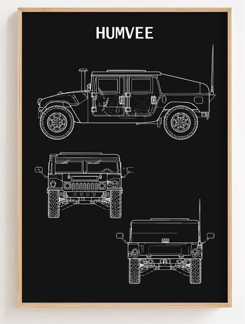 Humvee Blueprint Poster, Humvee Patent Wall Art Minimalistic, Gift ...
