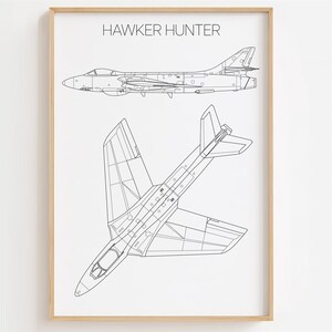 Hawker Hunter Blueprint Poster, Hawker Hunter Patent Wall Art ...