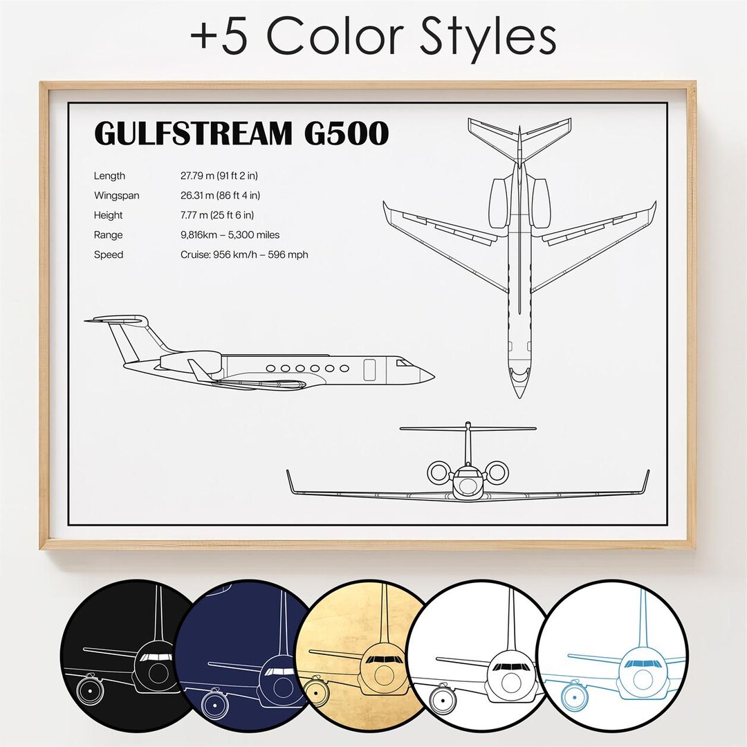 Gulfstream G500 Poster, Gulfstream G500 Print Custom Airplane [UNFRAMED ...