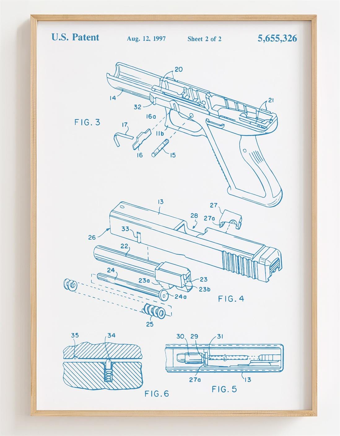 Glock Blueprint Poster, Glock Patent Wall Art Minimalistic, Gift Decor ...
