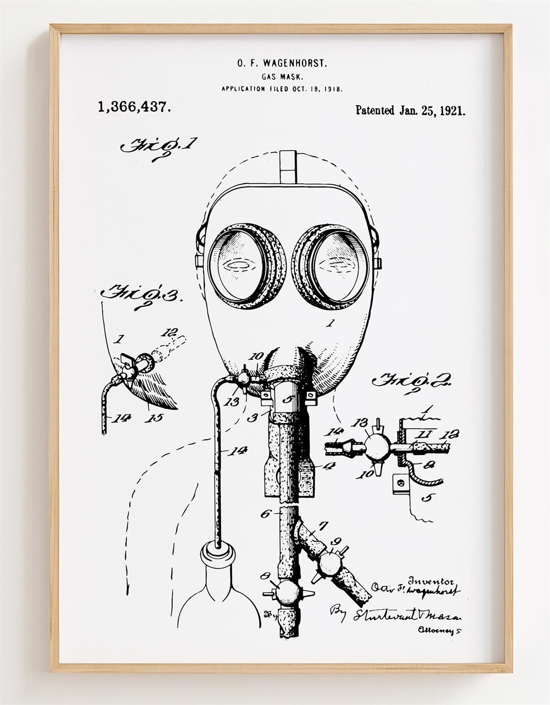 Gas Mask Blueprint Poster, Gas Mask Patent Wall Art Minimalistic, Gift ...
