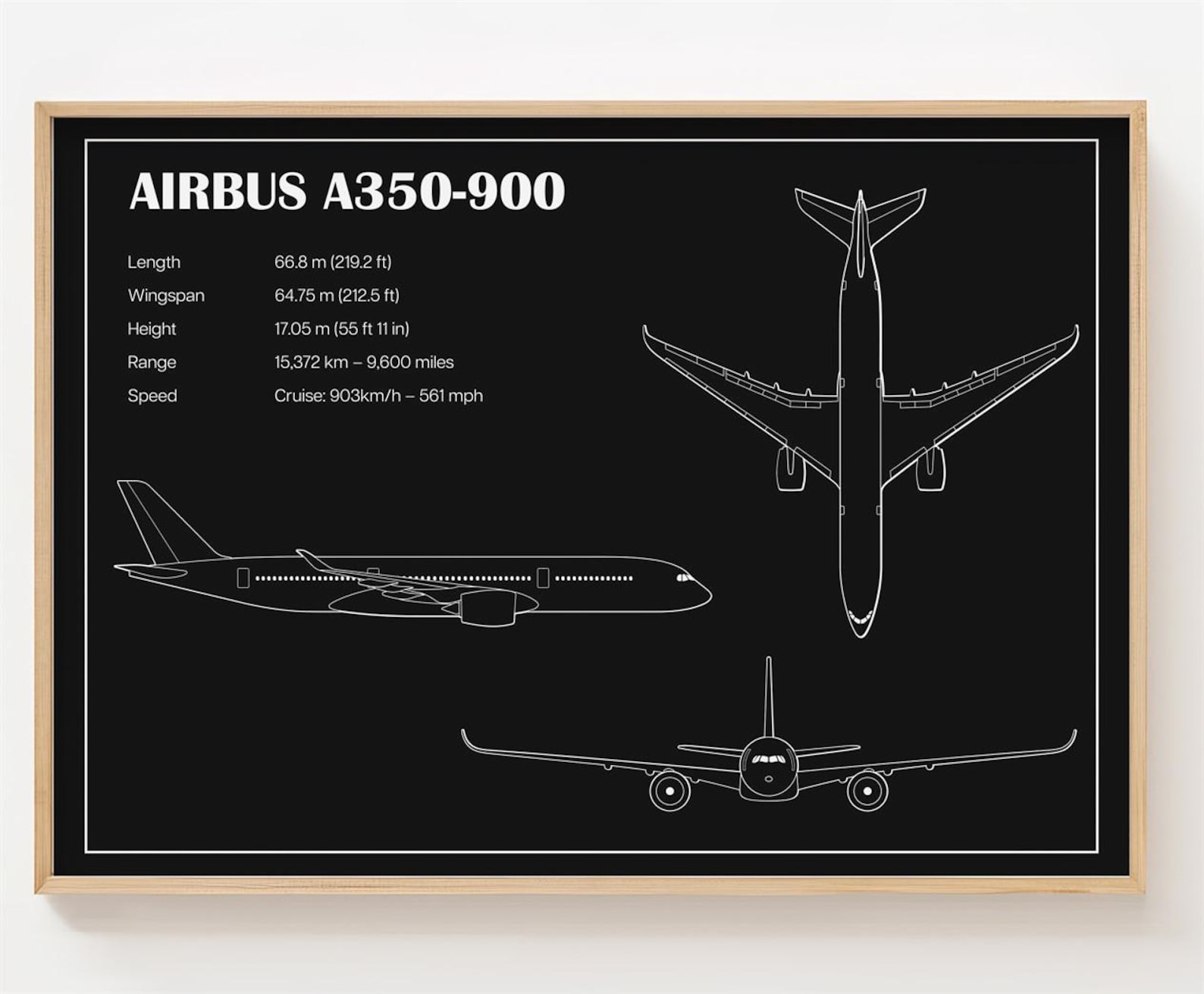 Airbus A350-900 Poster, Airbus A350-900 Print Custom Airplane [UNFRAMED ...