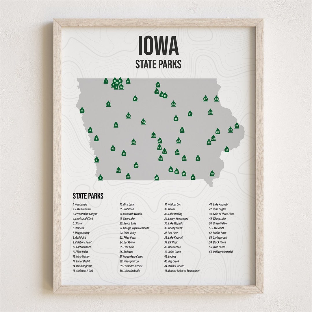 Iowa State Parks Print, Iowa Art Minimalistic, Gift Decor [UNFRAMED] - Etsy