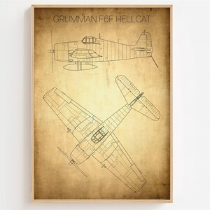 Grumman F6F Hellcat Blueprint Poster, Grumman F6F Hellcat Patent Wall ...