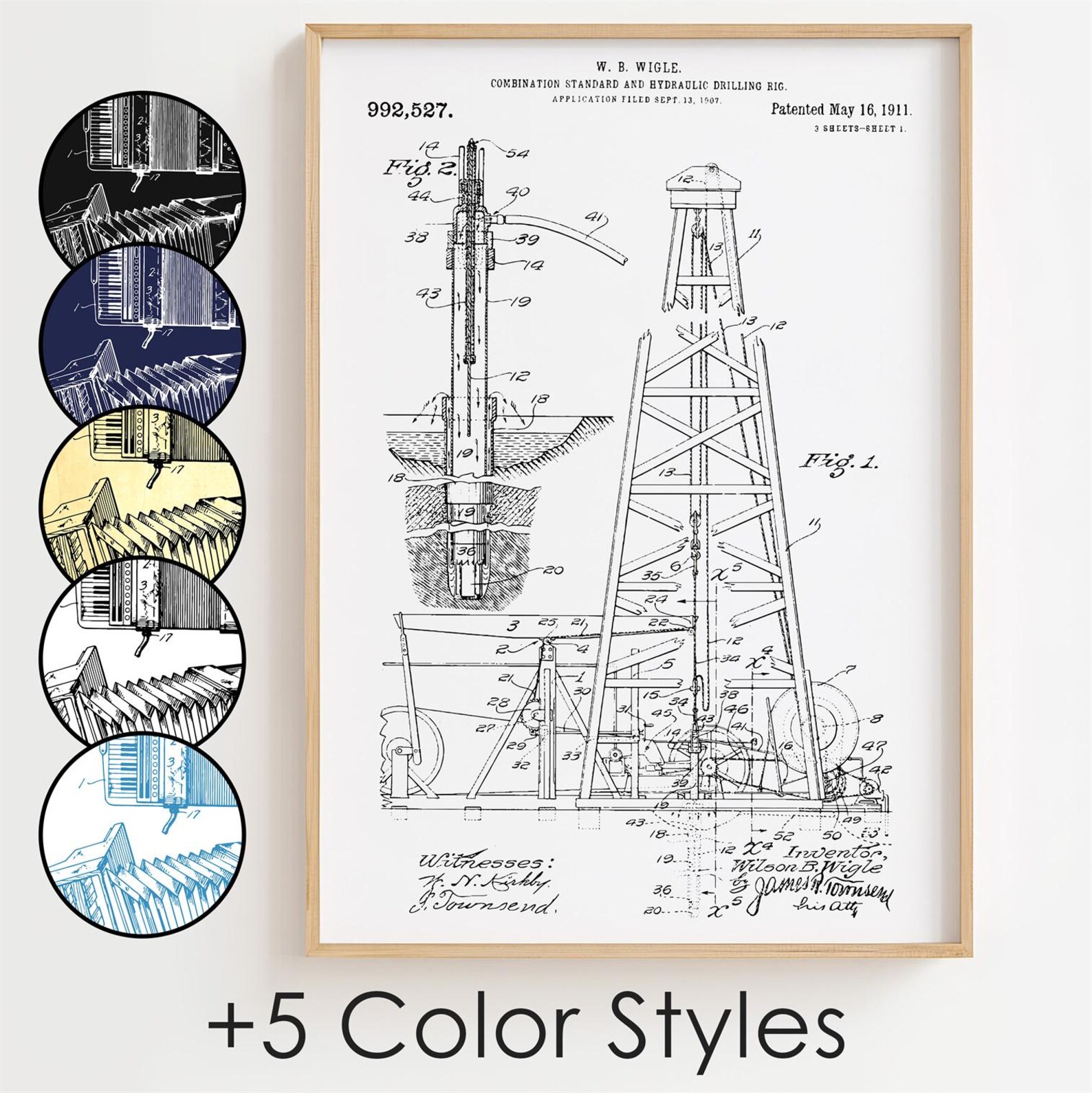 Oil Rig Blueprint Poster, Oil Rig Patent Wall Art Minimalistic, Gift ...