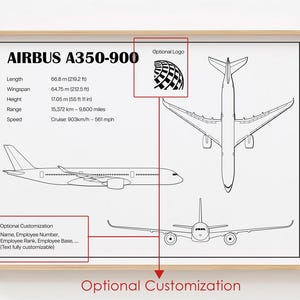 Airbus A350-900 Poster, Airbus A350-900 Print Custom Airplane [UNFRAMED ...