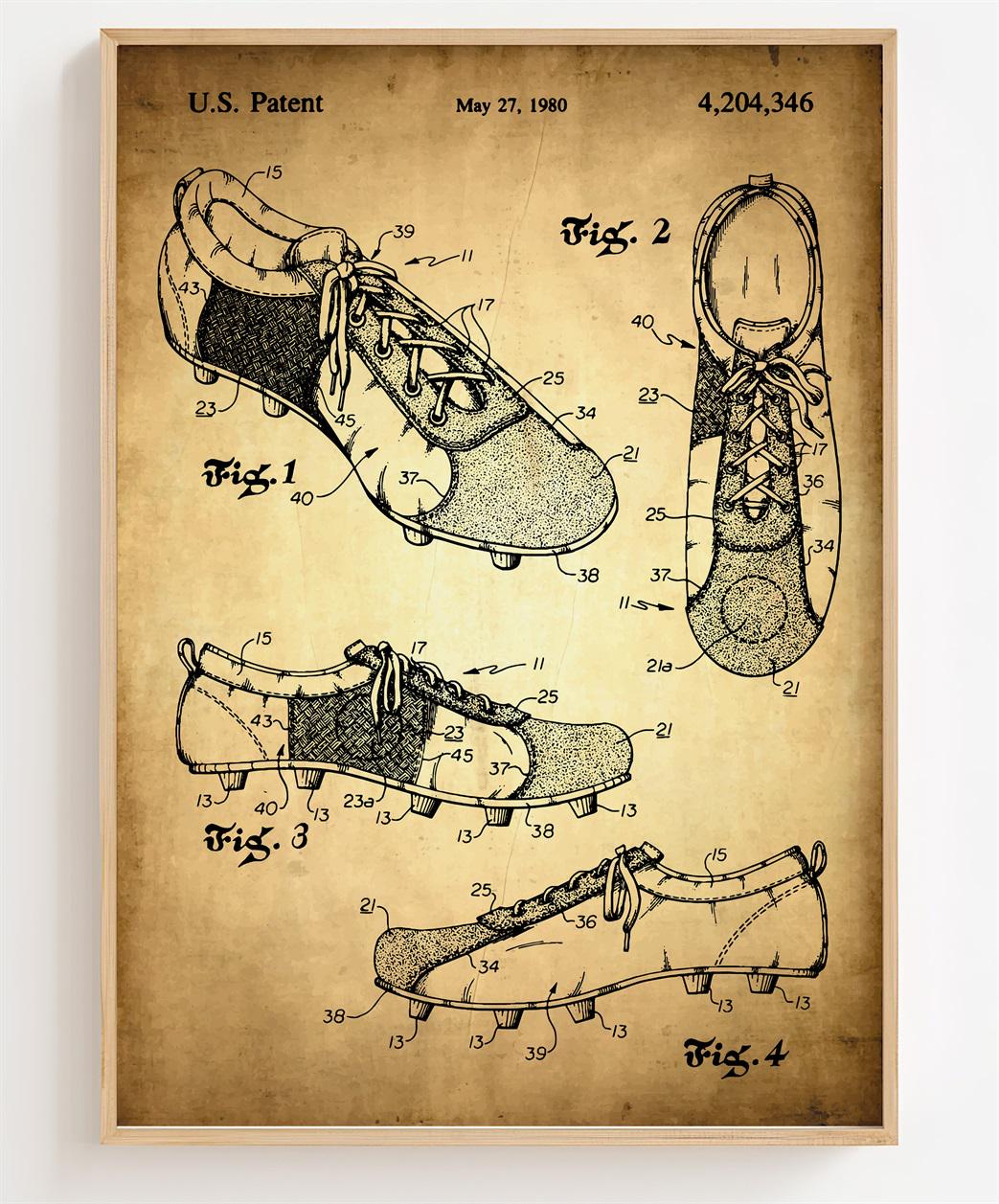 Soccer Shoes Blueprint Poster, Soccer Shoes Patent Wall Art ...
