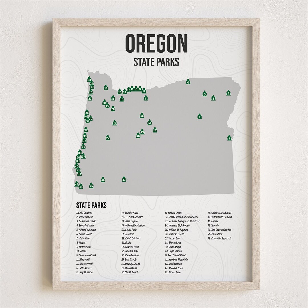 Oregon State Parks Print, Oregon Art Minimalistic, Gift Decor [UNFRAMED ...