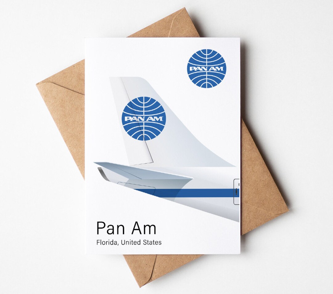 Pan Am Greeting Card, Pan Am Postcard Minimalistic 5x7in (12.7x17,78cm ...