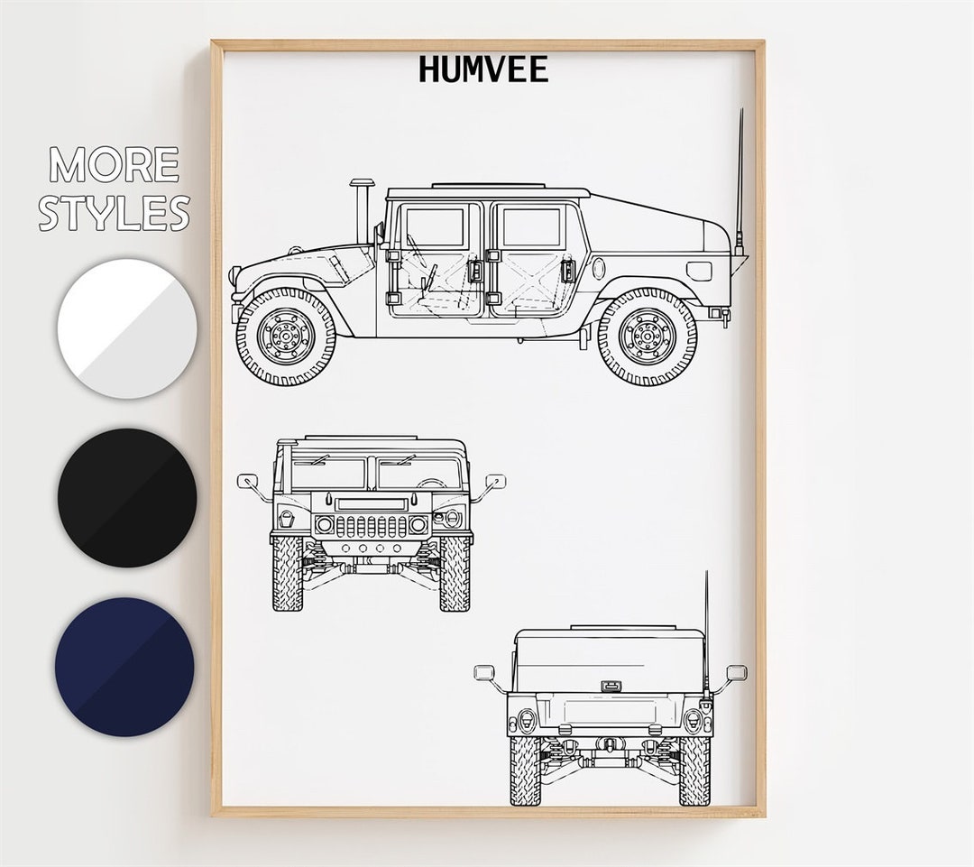 Humvee Blueprint Poster, Patent Wall Art Minimalistic, Gift Decor ...
