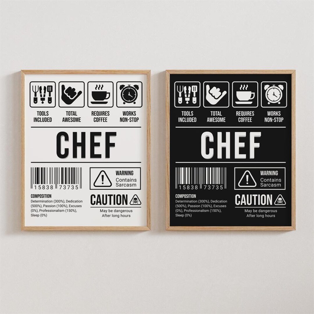Chef Poster, Chef Print, Job Wall Art Minimalistic, Gift Decor ...