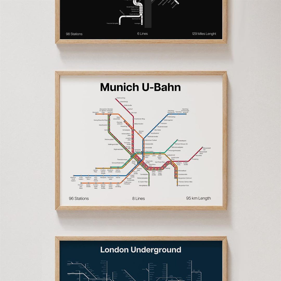 Munich U-bahn Metro Poster, Germany Subway Print Minimalistic, Wall Art ...